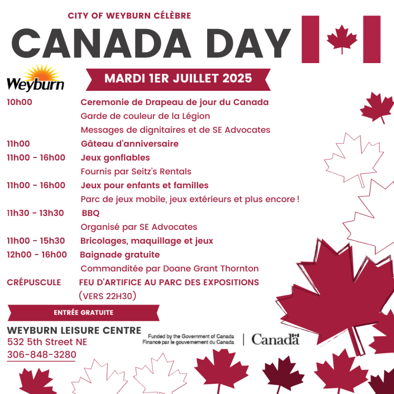 City of Weyburn celebrations for Canada Day, July 1 - Weyburn, Saskatchewan